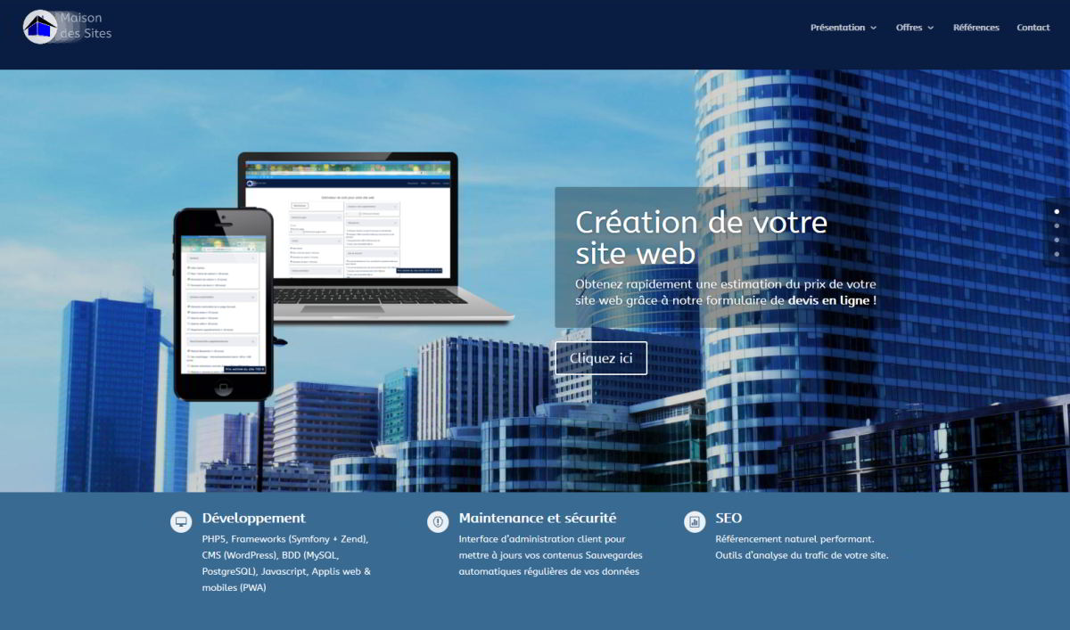 Devis en ligne pour votre site internet - estimation - la Maison des Sites